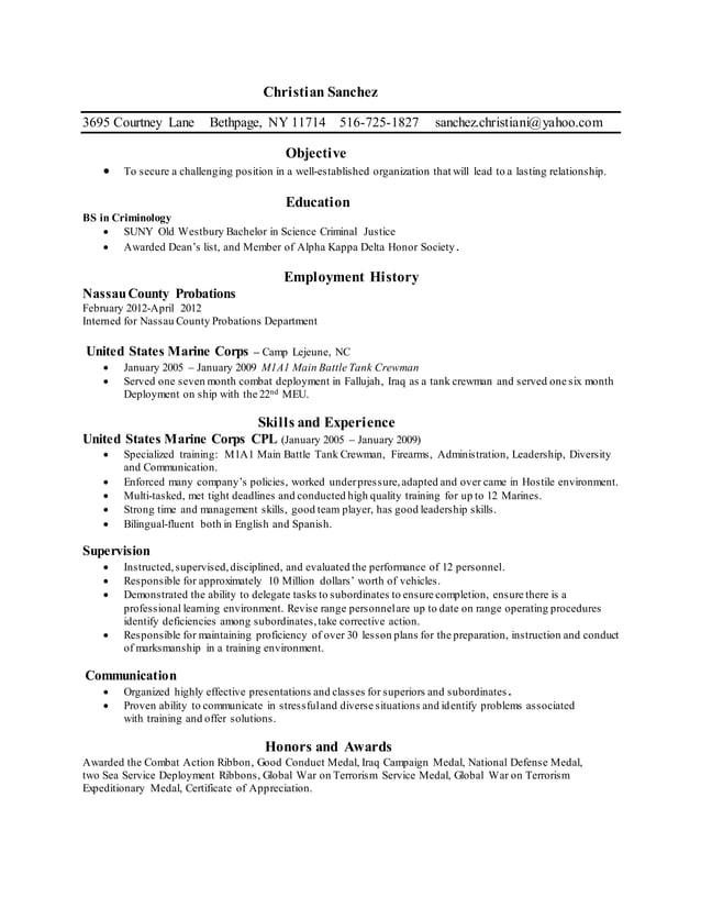 CHRISTIAN SANCHEZ RESUME | DOCX | Defense Industry | Industries