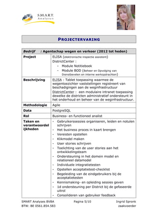 CV_Spronk Ingrid_SMART Analyses_NL | PDF