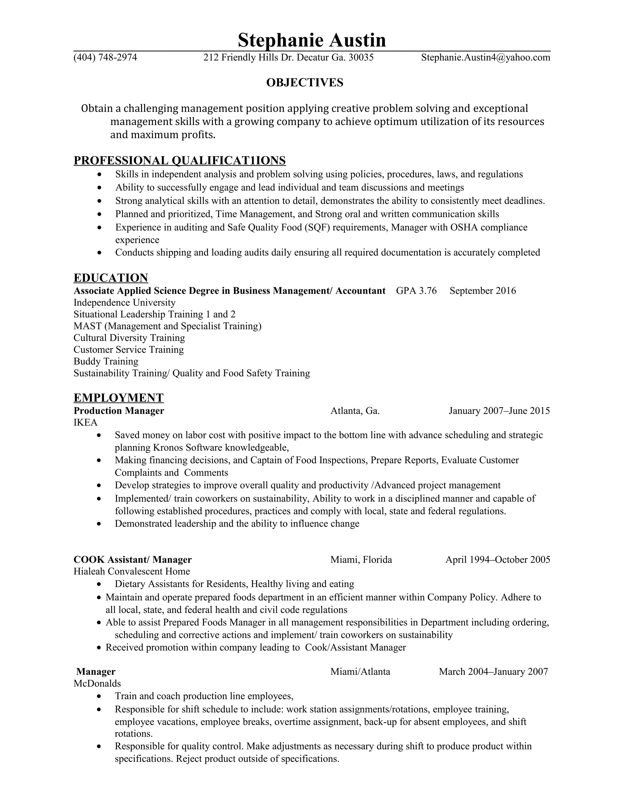 Stephanie Austin Resume | DOC