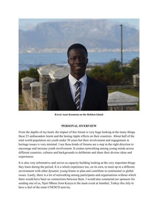Kwesi A Kommson African World Heritage Regional Youth Forum | PDF