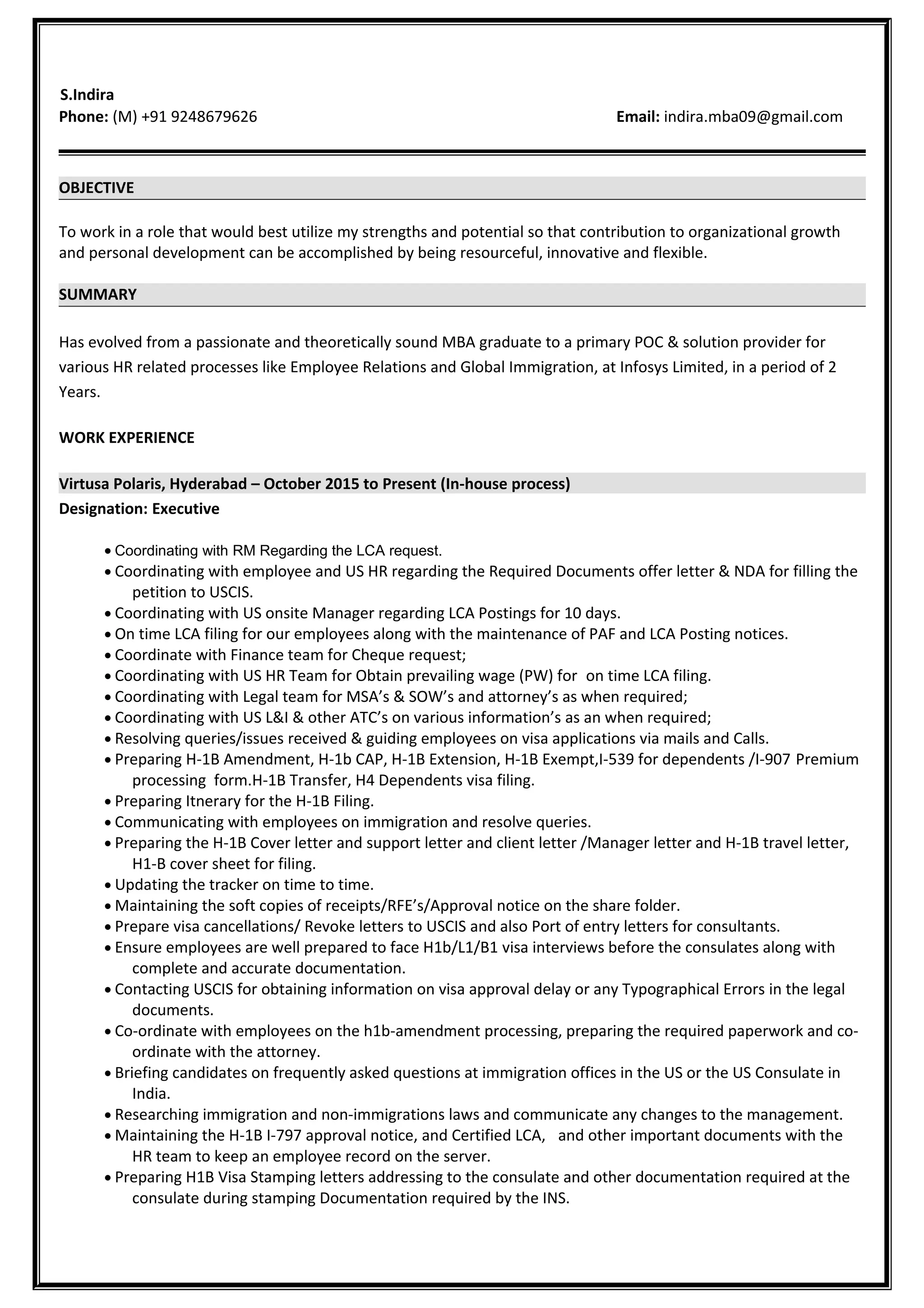 indira Resume | DOC