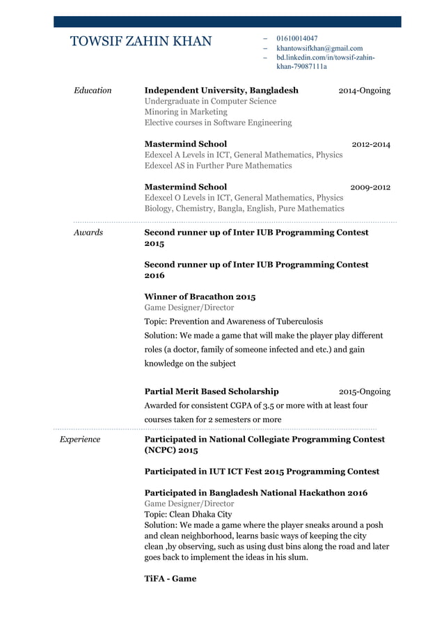 Resume | DOC | Programming Languages | Computing
