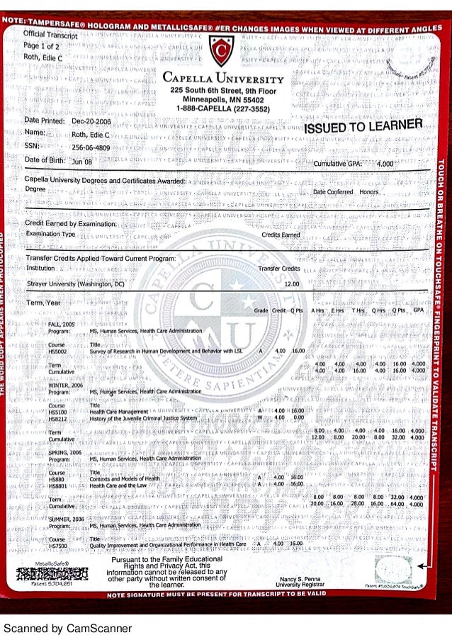 Roth Capella Masters transcripts