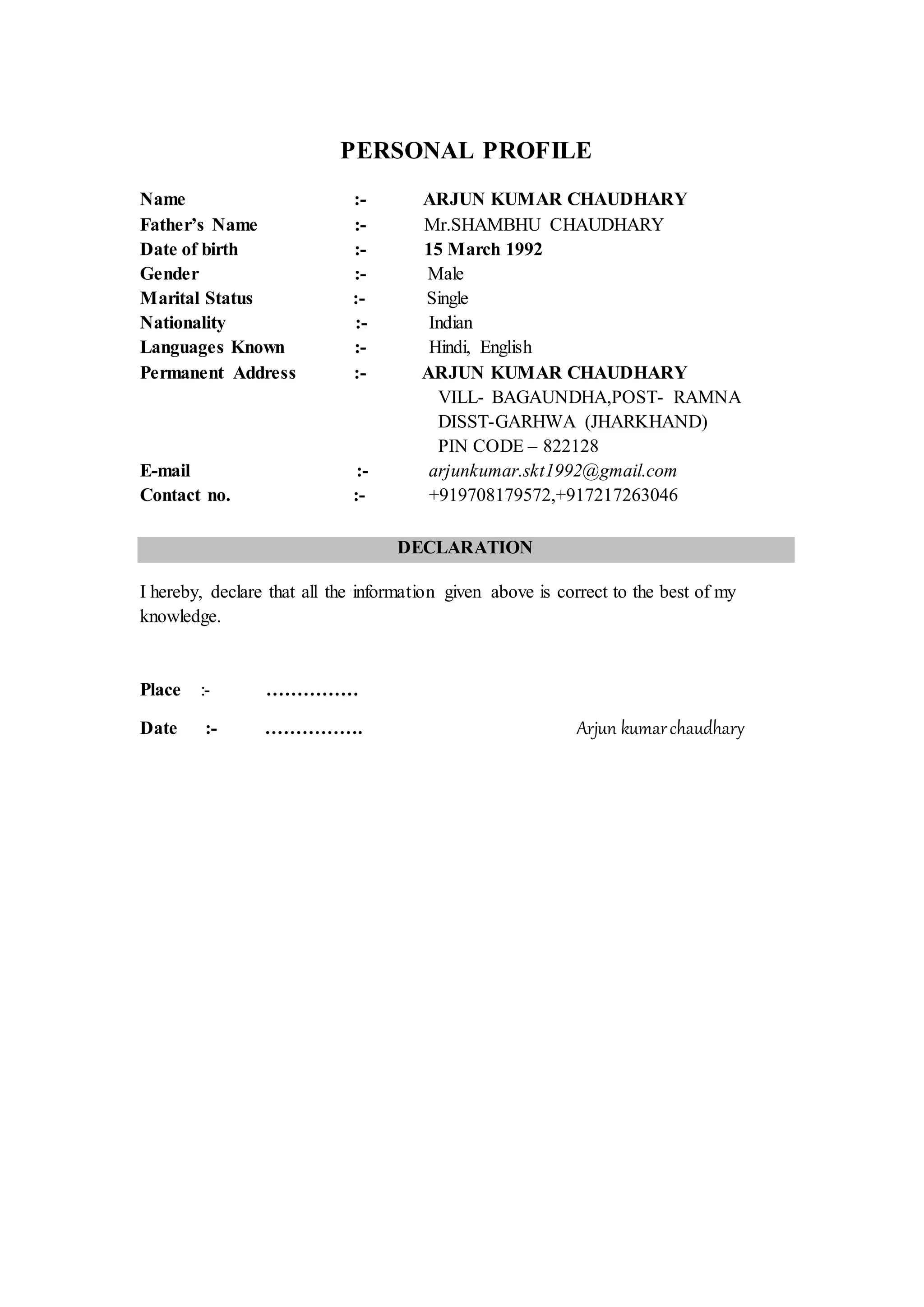 ARJUN RESUME | DOCX | Careers