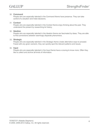 StrengthsFinder Theme Sequence | PDF