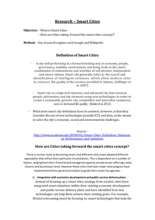 Smart City Research (Task 1) | PDF
