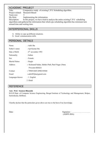 ADITI JHA- BITM(MAKAUT),SANTINIKETAN 1 | PDF | Programming Languages | Computing