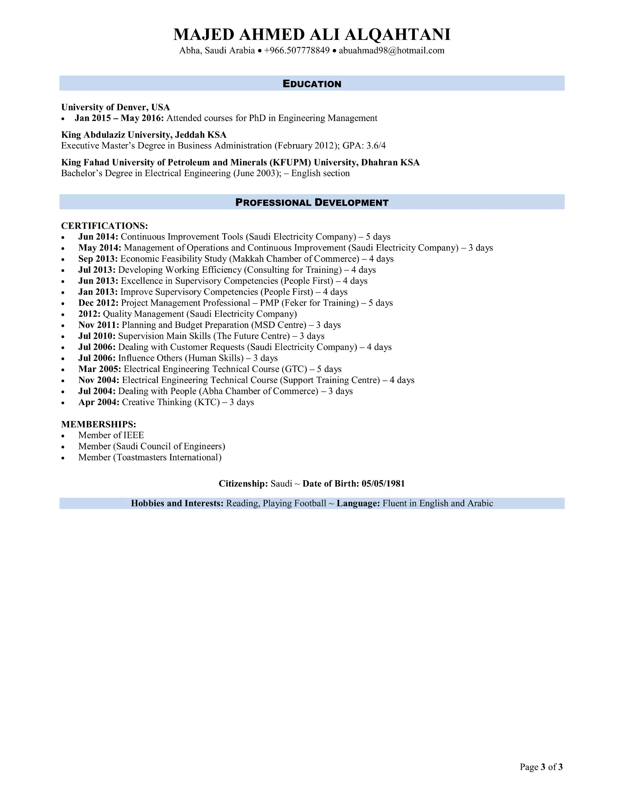 MAJED AHMED CV | PDF