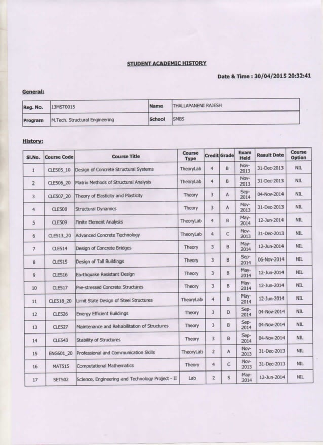 m.tech 1,2 and 3 semisters grade sheet | PDF