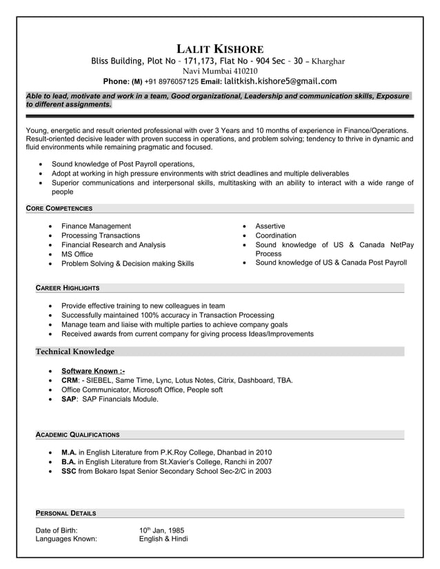 Lalit Kishore - CV | DOC