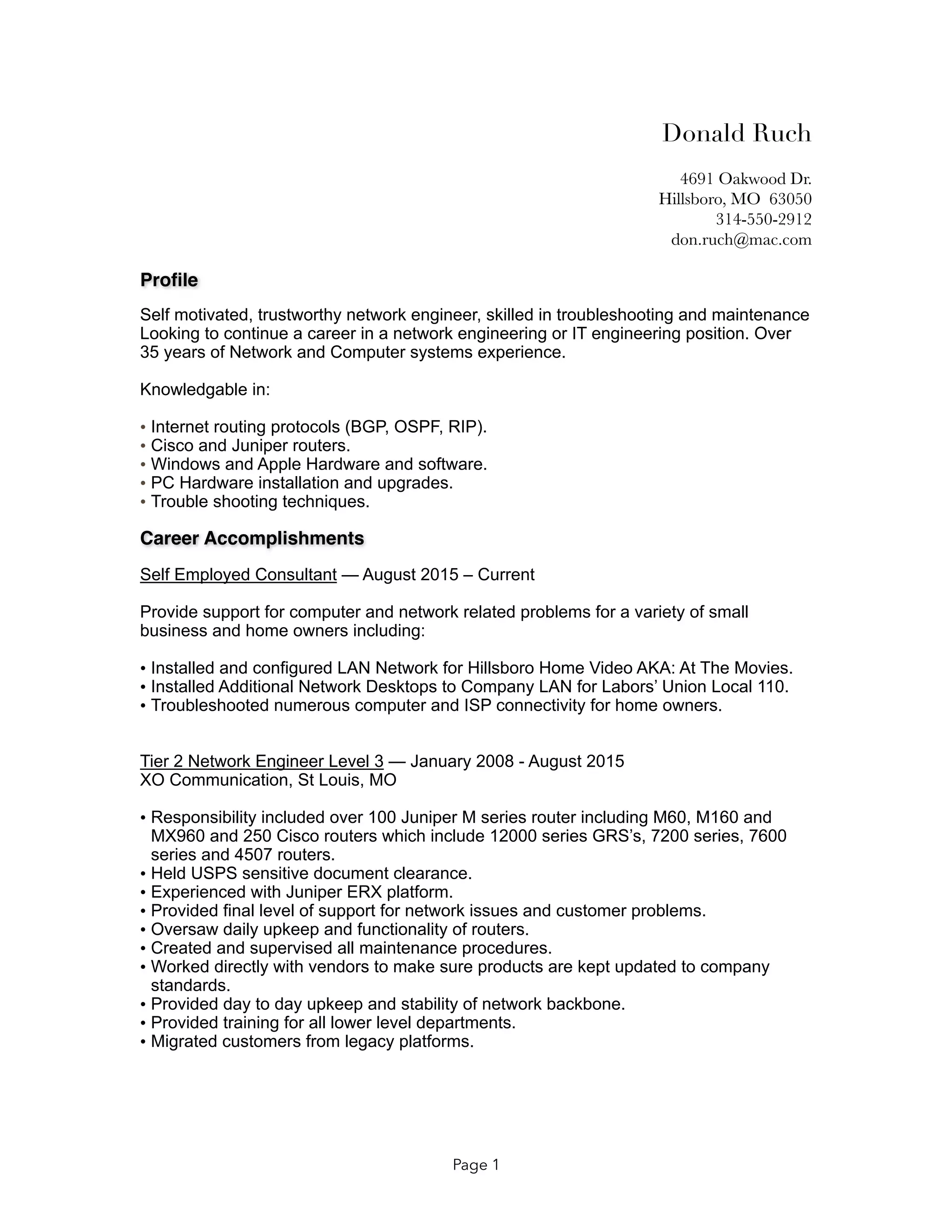 Donald Ruch Resume | PDF