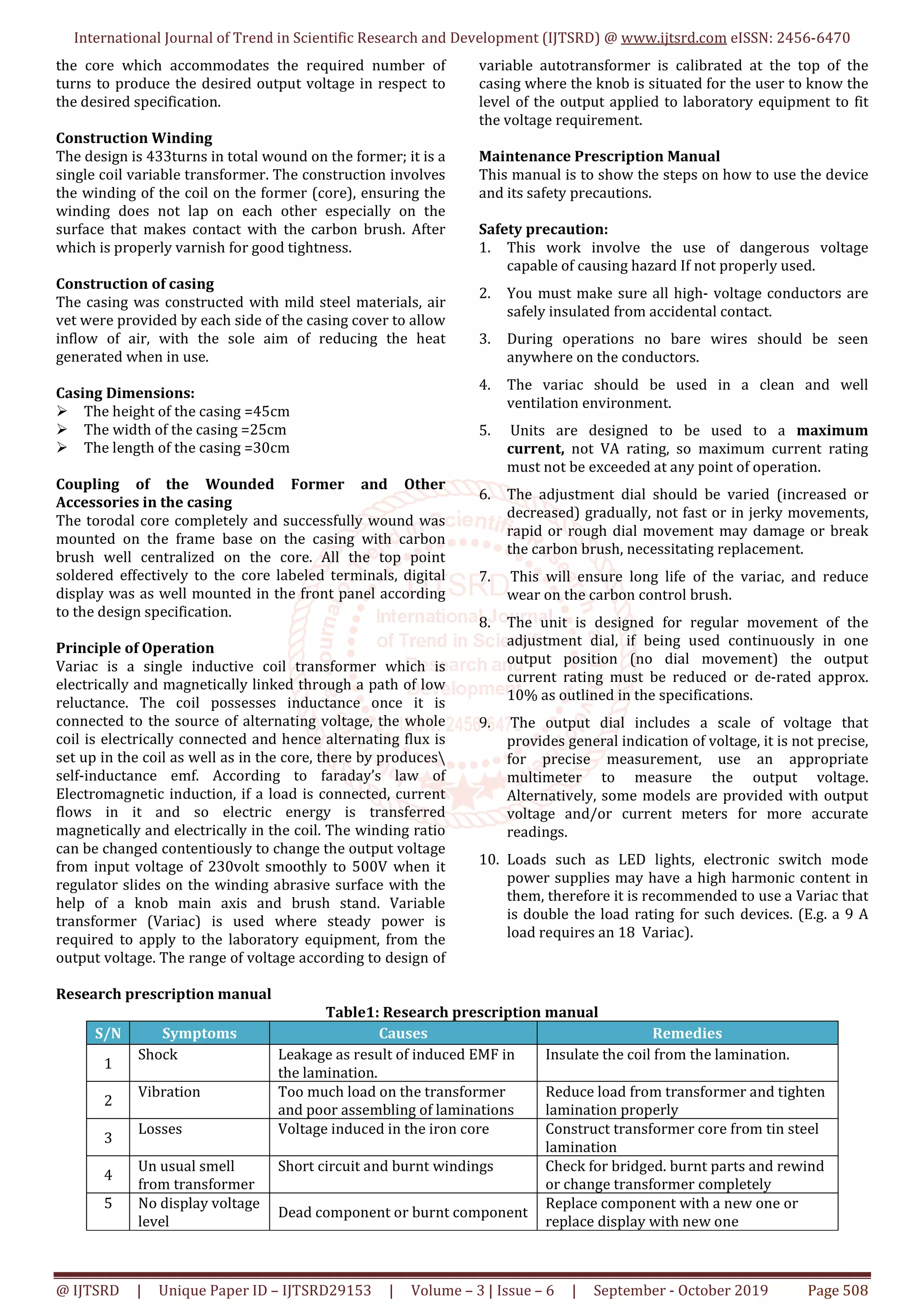 Design and Construction of 0 500V 3KVA Variac with Digital Display | PDF