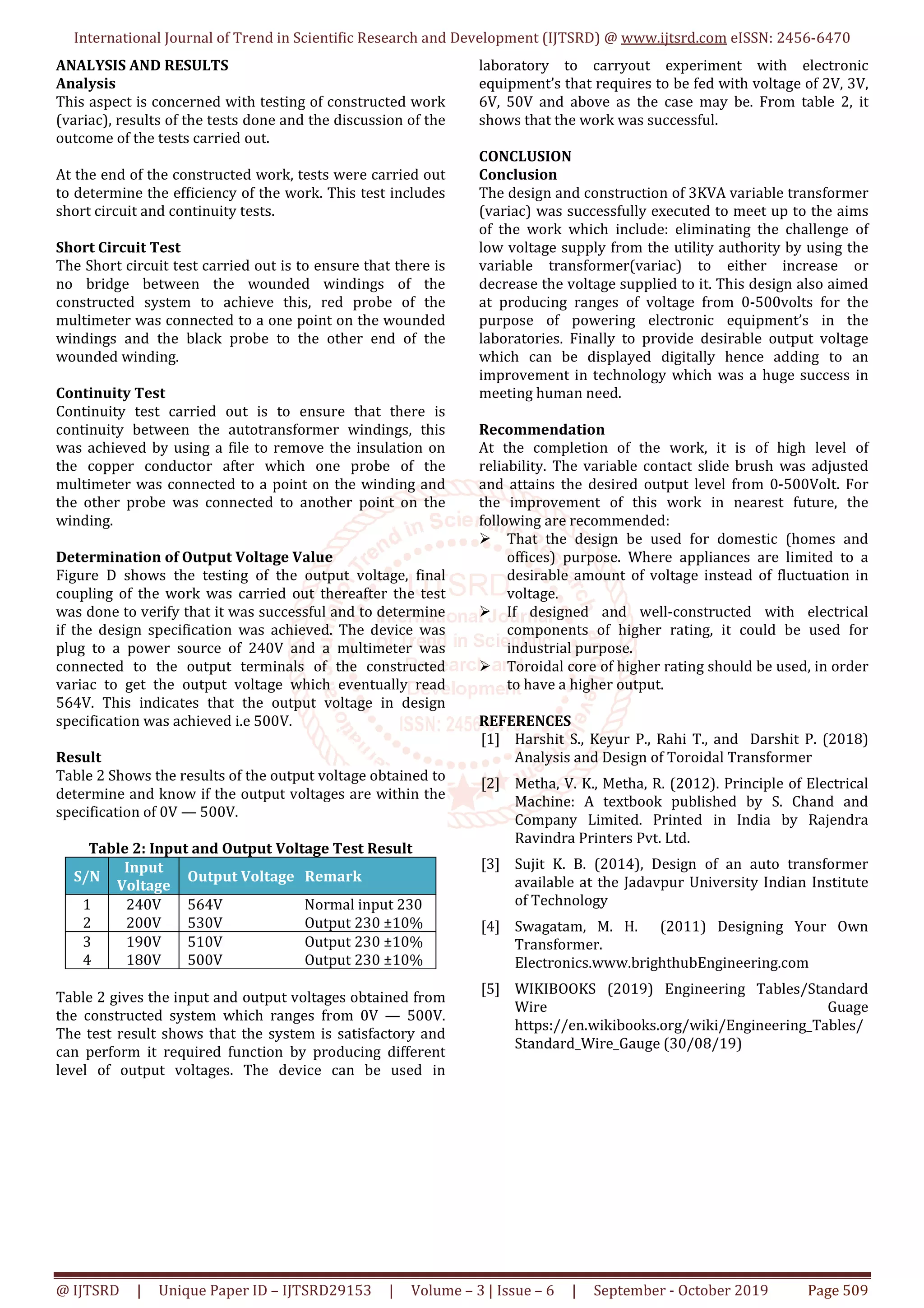 Design and Construction of 0 500V 3KVA Variac with Digital Display | PDF