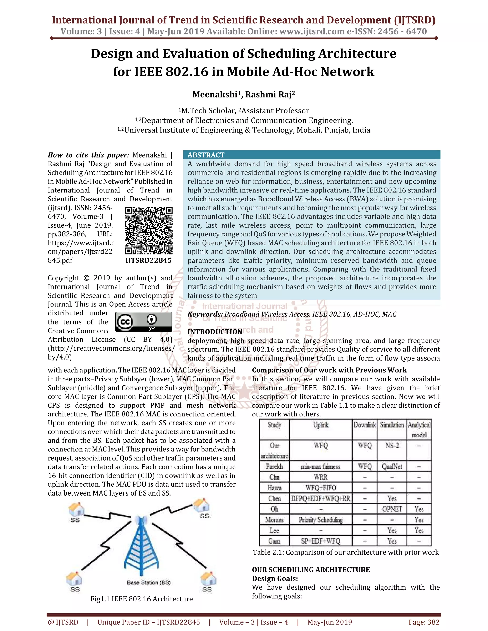 Design And Evaluation Of Scheduling Architecture For Ieee 80216 In