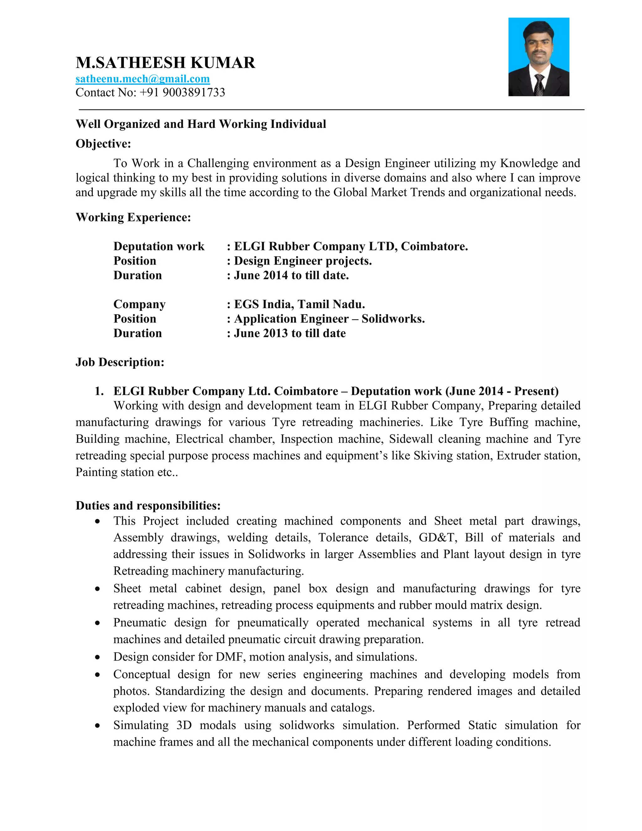 RESUME SATHEESH KUMAR.M-2017 | PDF