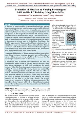 Evaluation of Flat Slab by Varying Percentage of Infill Wall in RC ...