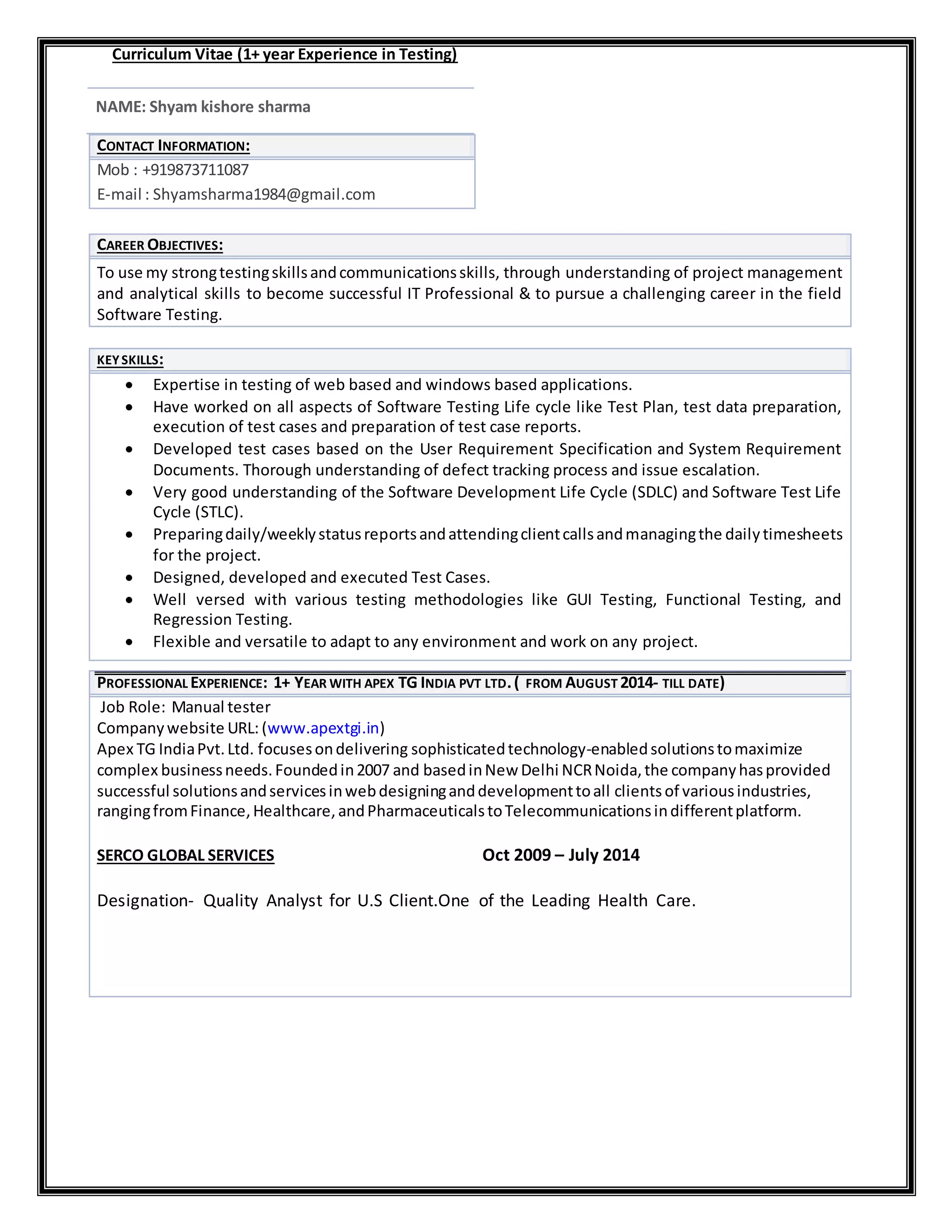 CV for testing | DOCX