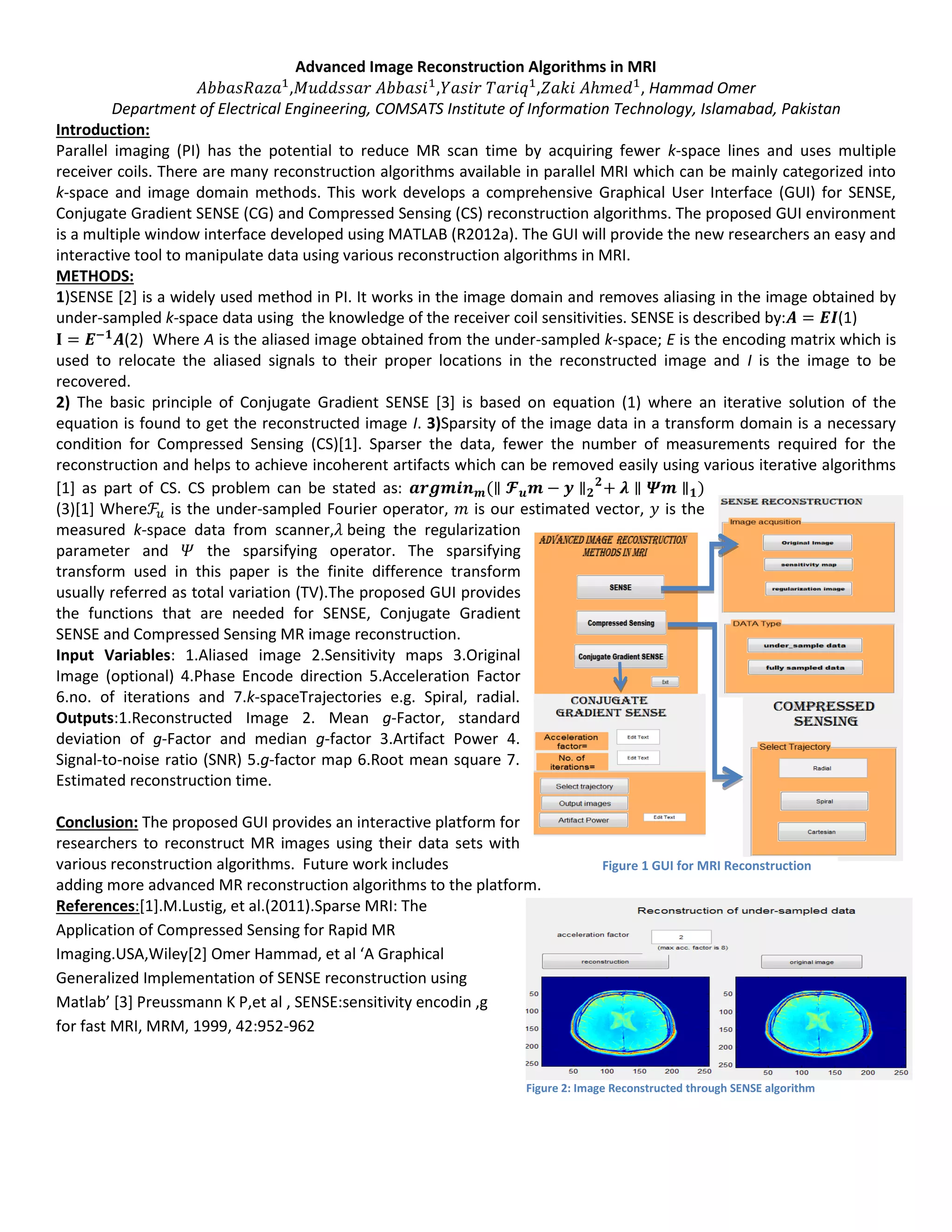 Advanced Image Reconstruction Algorithms in MRIfor ISMRMversion finalll | PDF