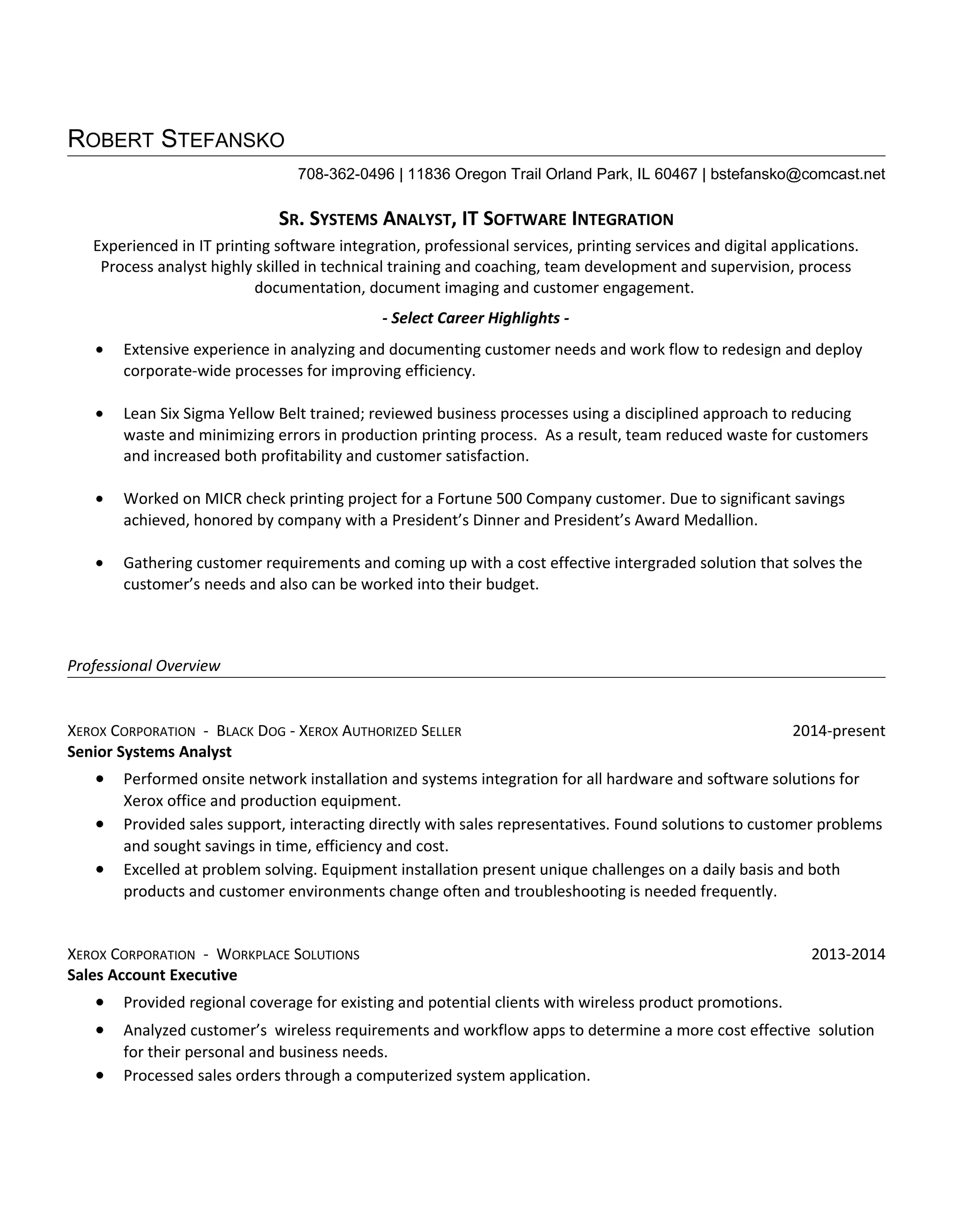 Robert Stefansko - Resume -2016 | DOC