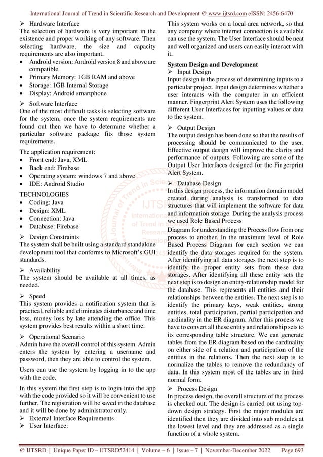 Fingerprint Alert System A Solution for Effective Management System | PDF