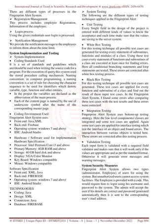 Fingerprint Alert System A Solution for Effective Management System | PDF