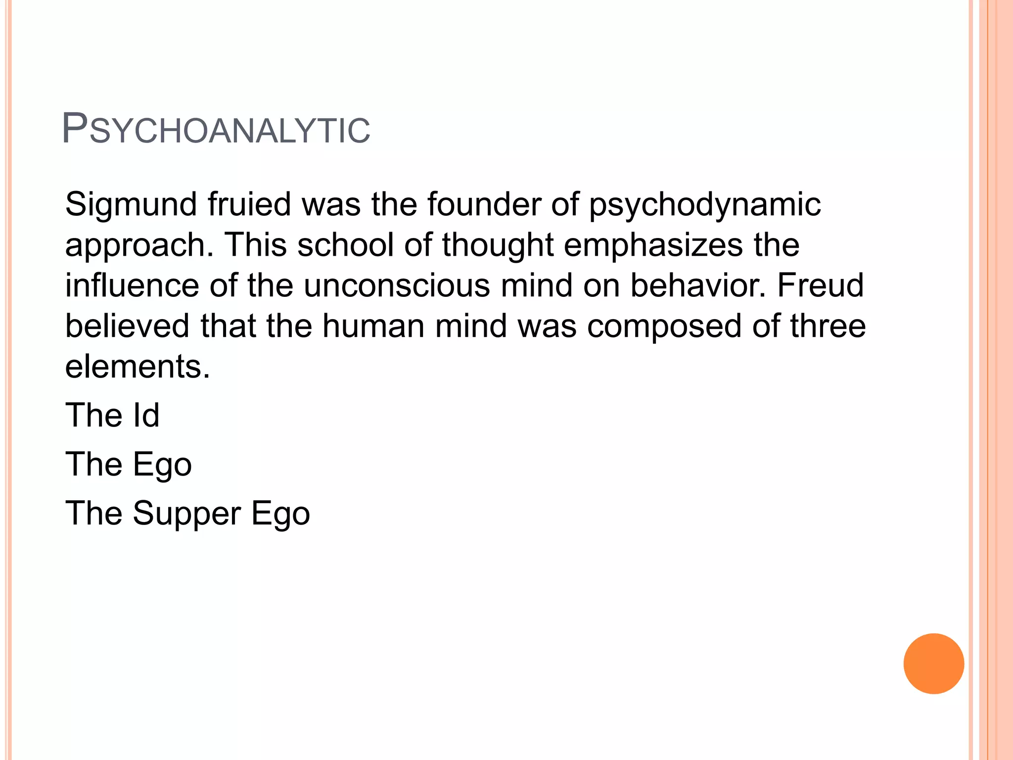 Psychoanalytic School of Thought | PPTX