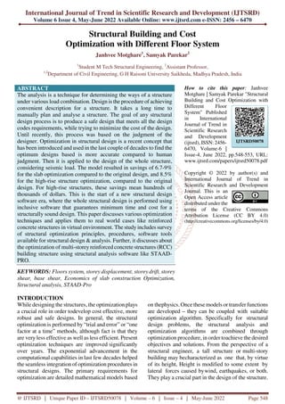 Structural Building and Cost Optimization with Different Floor System | PDF