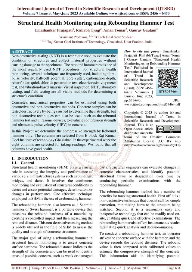 Structural Health Monitoring using Rebounding Hammer Test | PDF | Civil ...