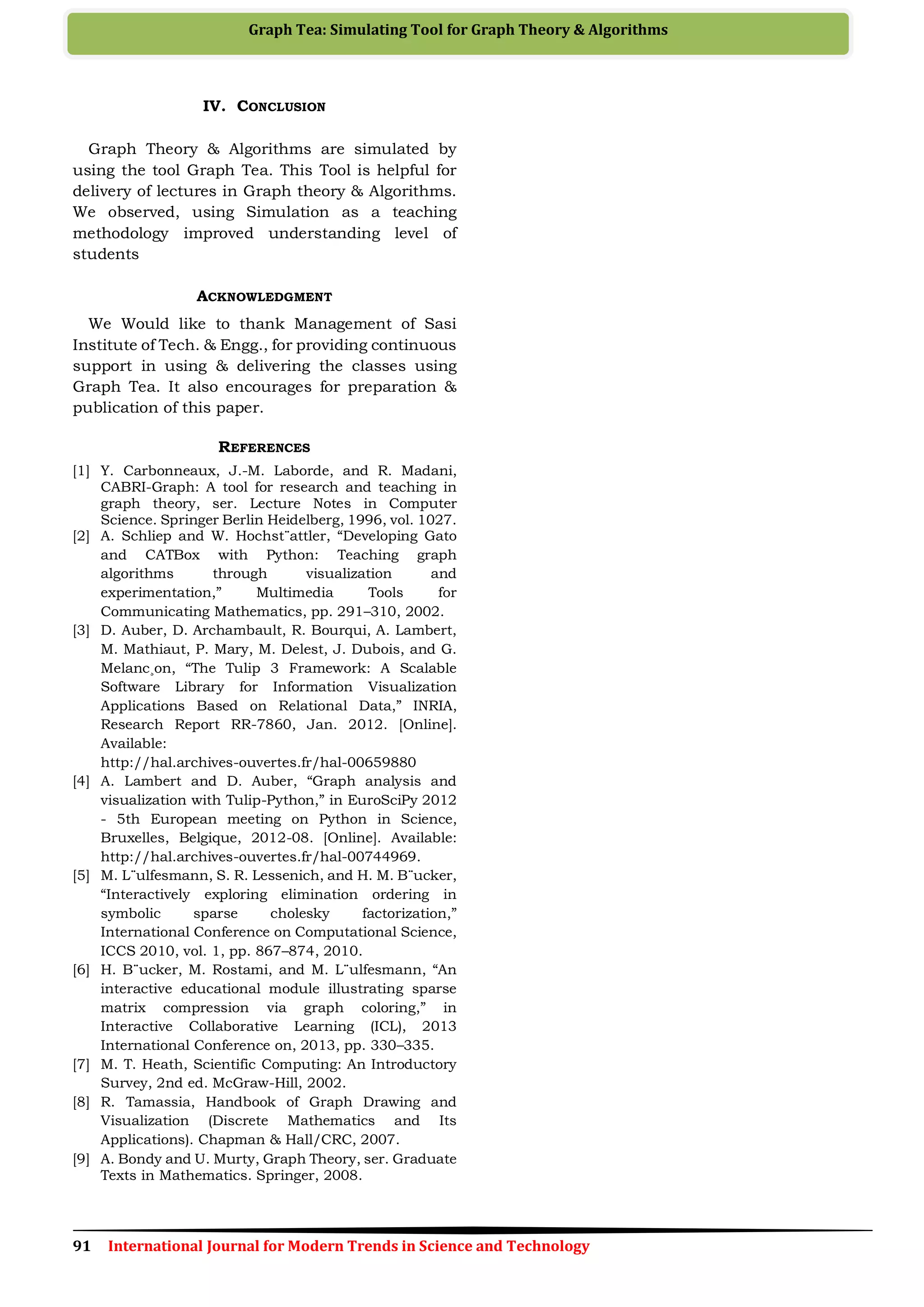 Graph Tea: Simulating Tool for Graph Theory & Algorithms | PDF
