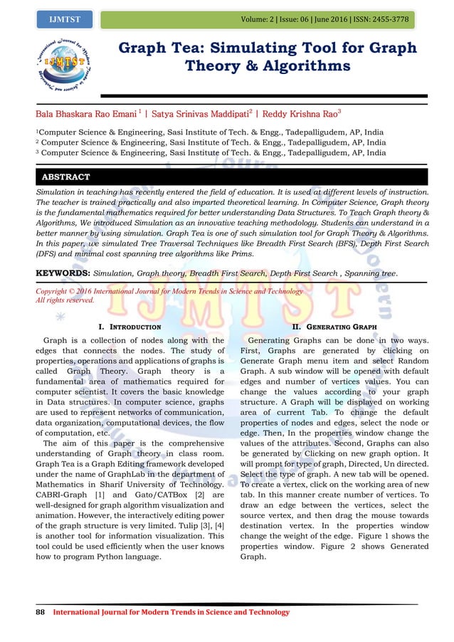 Graph Tea: Simulating Tool for Graph Theory & Algorithms | PDF