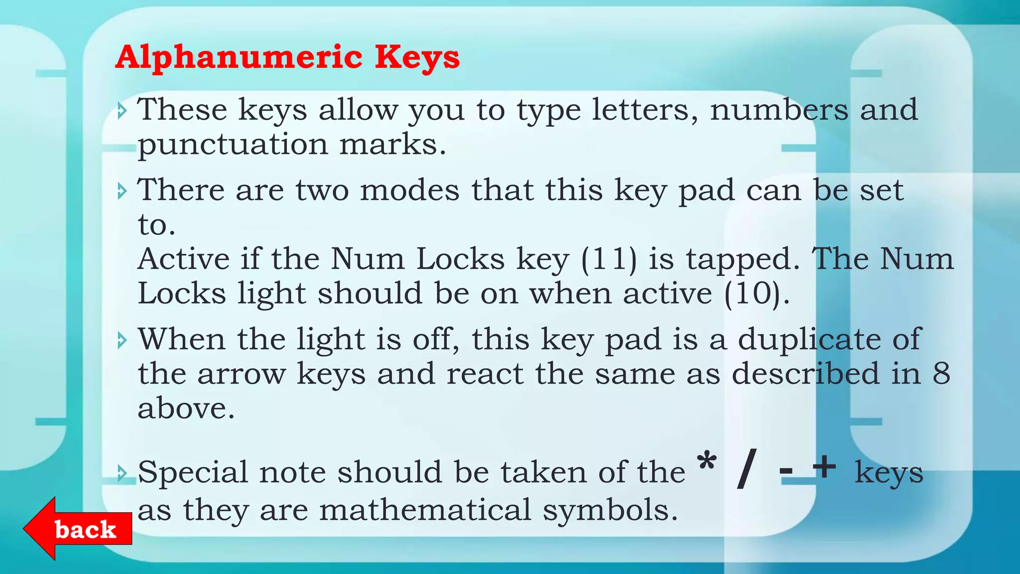 84 identify group keys on the keyboard and their functions | PPSX