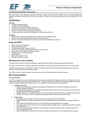 EF AP DOS Job Description 2015 | PDF | Professional School | Postgraduate Education