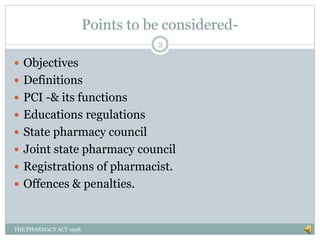 PHARMACY ACT 1948 | PPTX