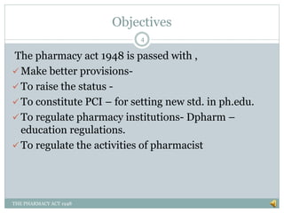 PHARMACY ACT 1948 | PPTX