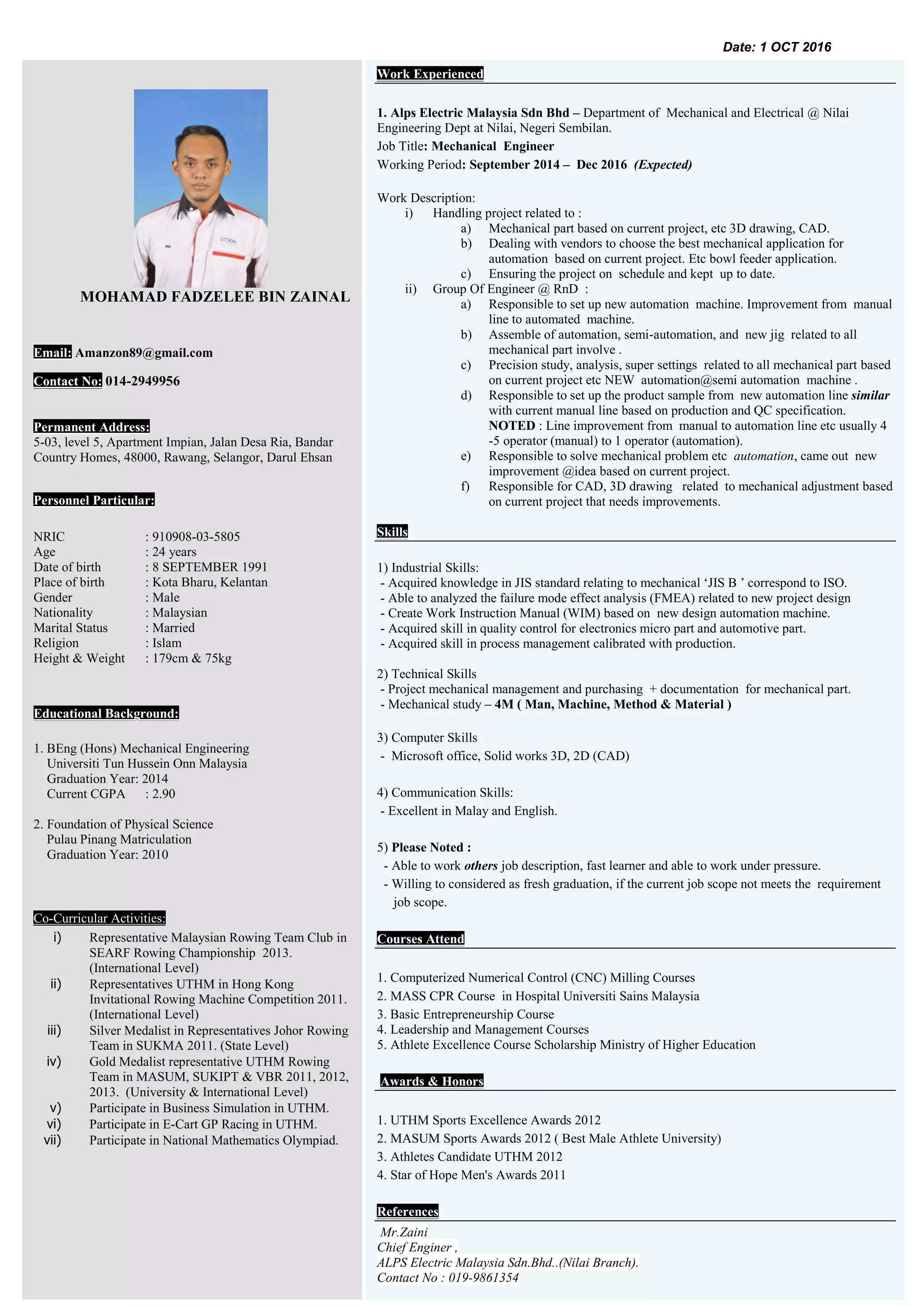 MOHAMAD FADZELEE ZAINAL 2016 | PDF