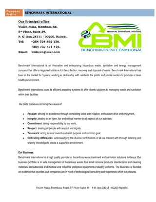 BMI COMPANY PROFILE | PDF | Environmental Services Industry | Industries