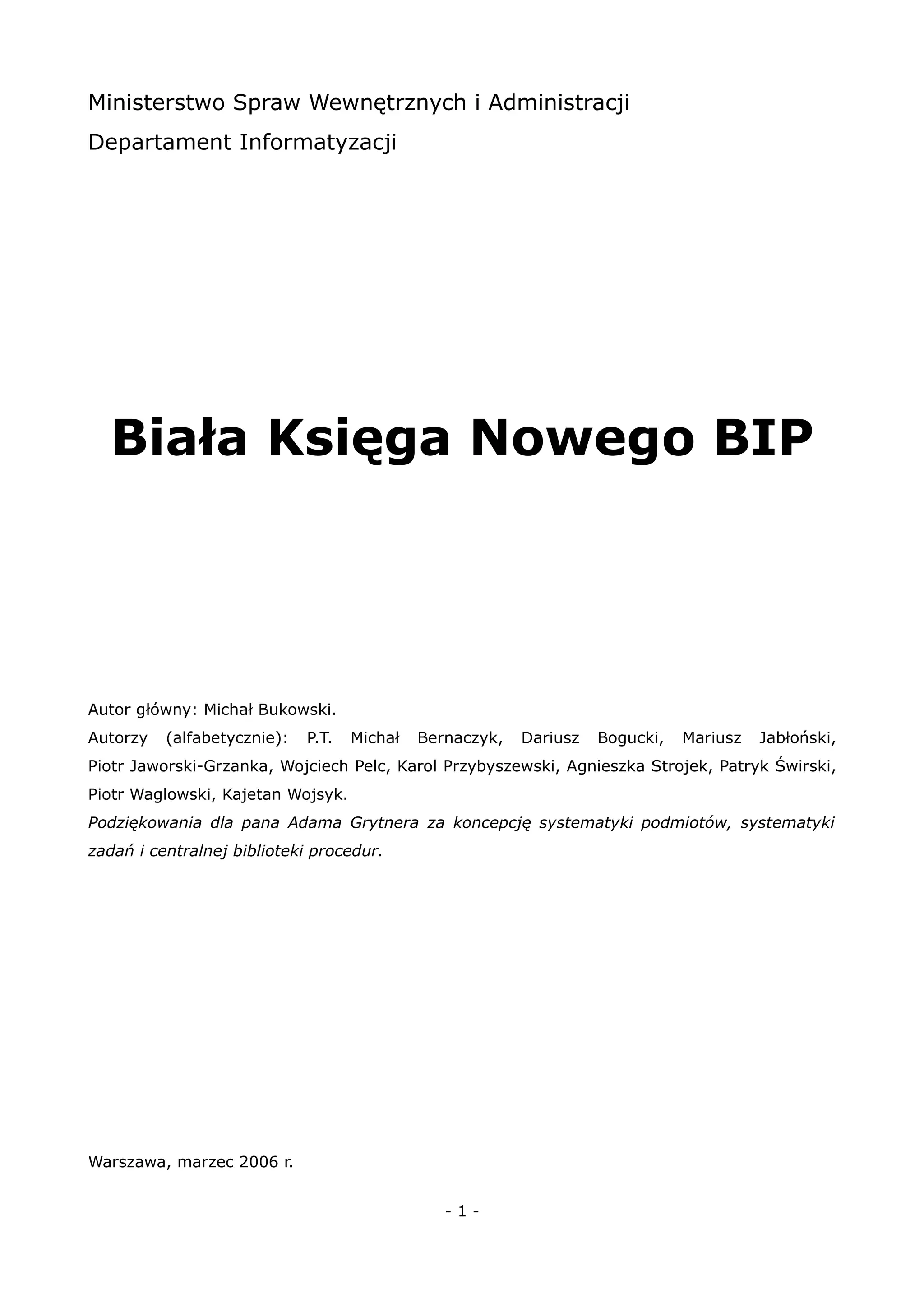 Biała Księga Nowego BIP | PDF