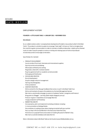 Resume - Kate Heylen | DOCX