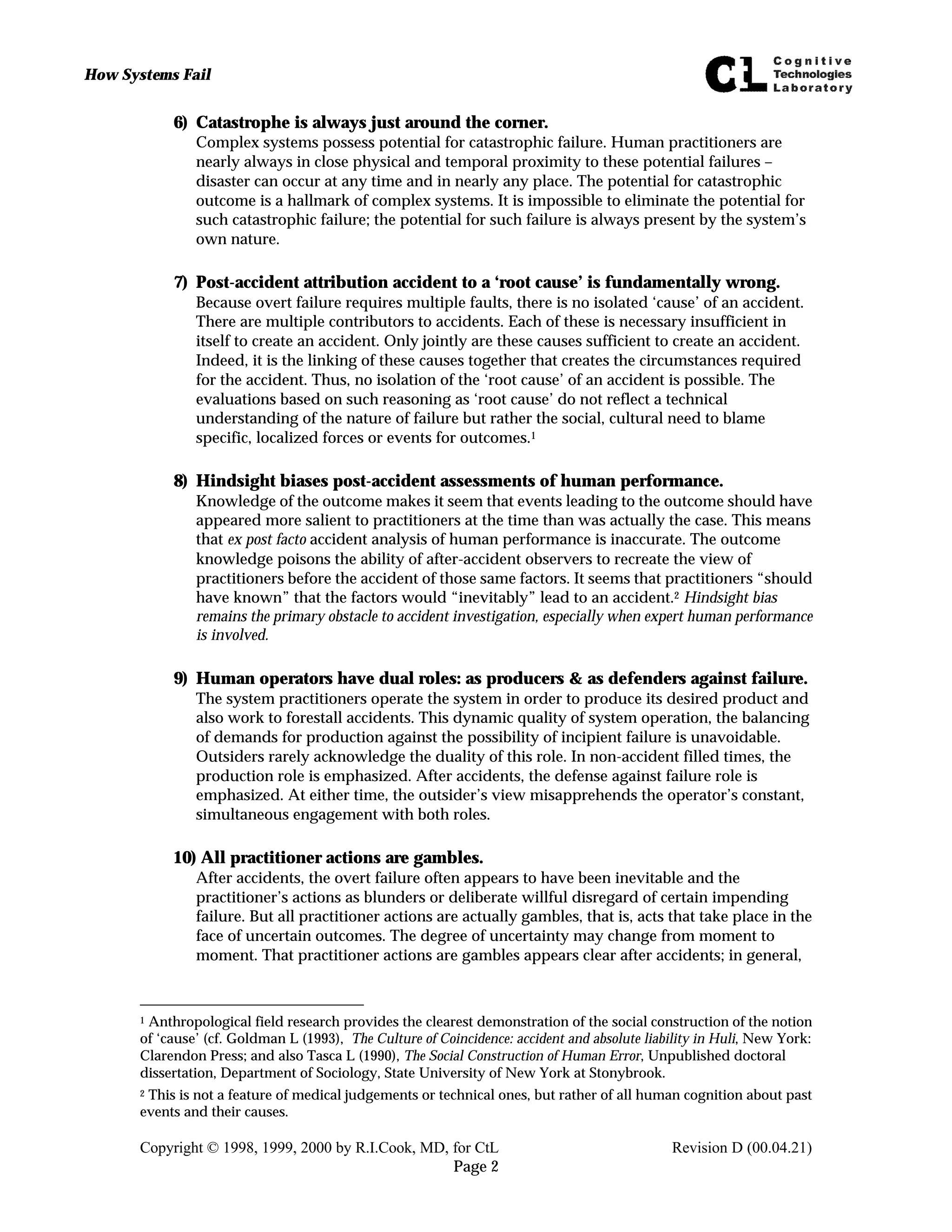 How Complex Systems Fail | PDF