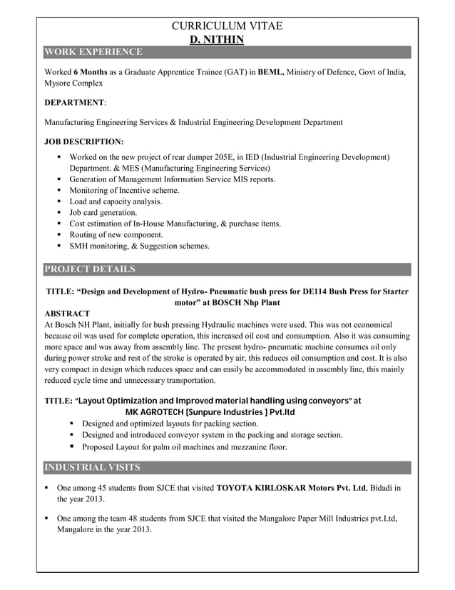NITHIN.RESUME11 | PDF