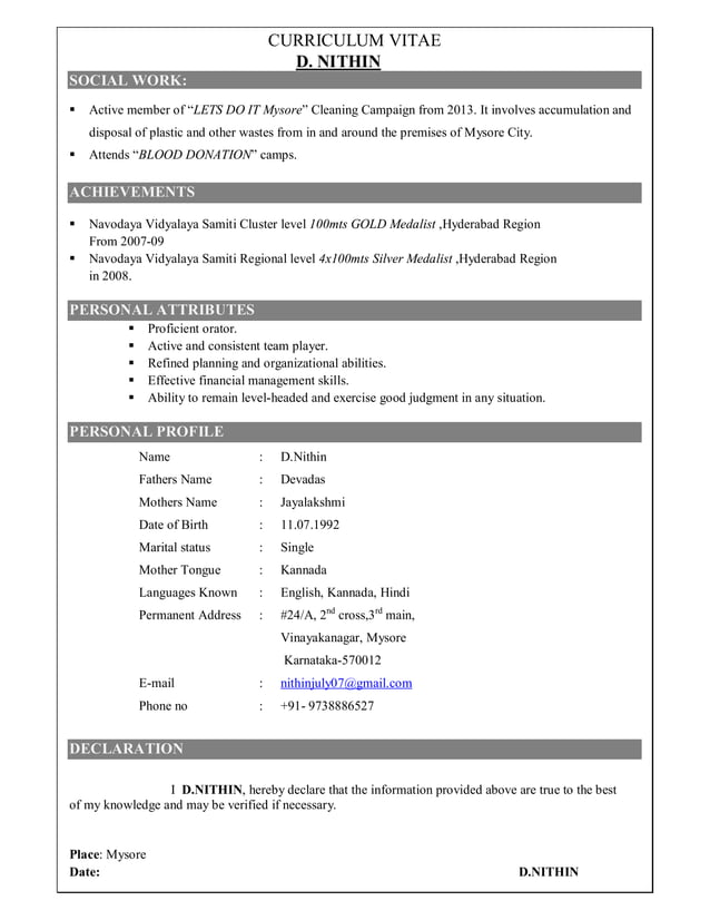 NITHIN.RESUME11 | PDF
