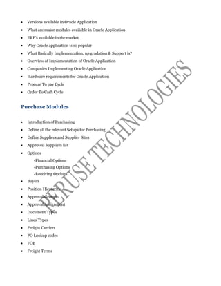 Oracle SCM Training Online | PDF