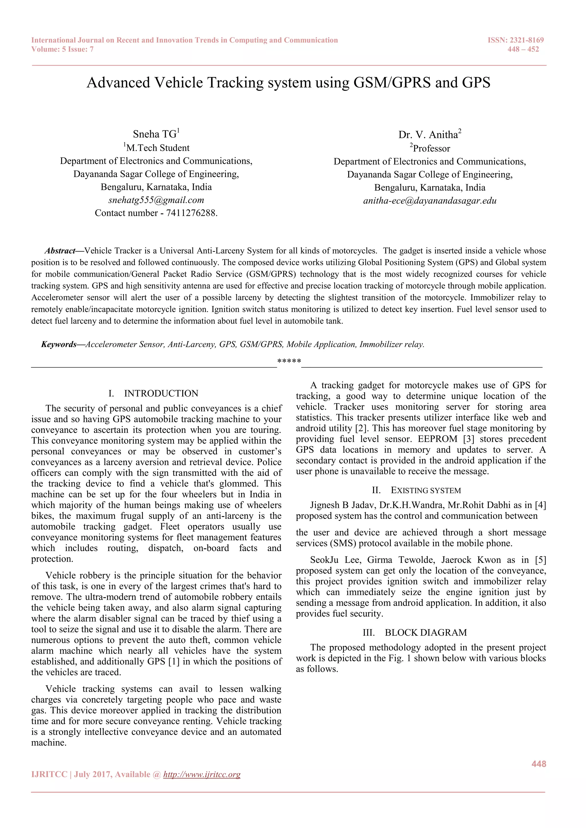 Advanced Vehicle Tracking system using GSM/GPRS and GPS | PDF