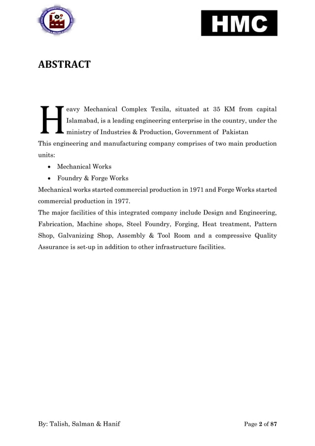 Heavy Mechanical Complex Texila Report | PDF