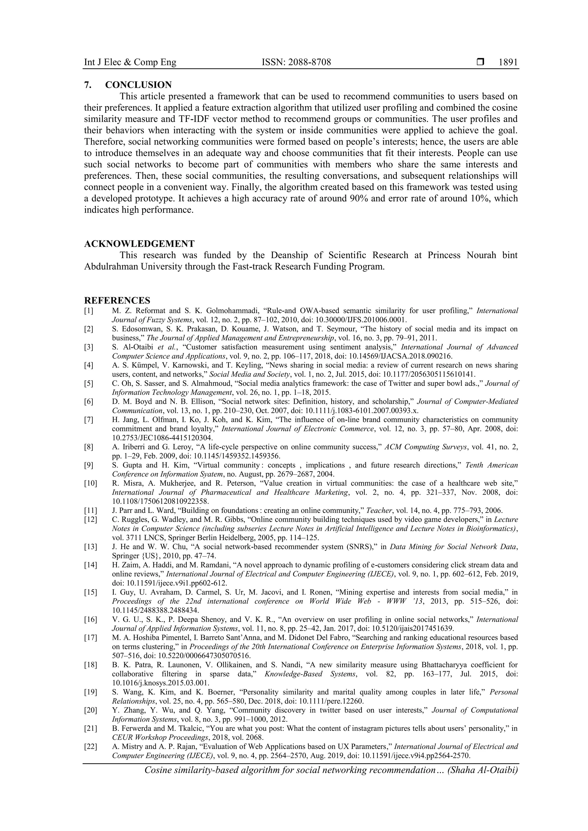 Cosine Similarity Based Algorithm For Social Networking Recommendation Pdf