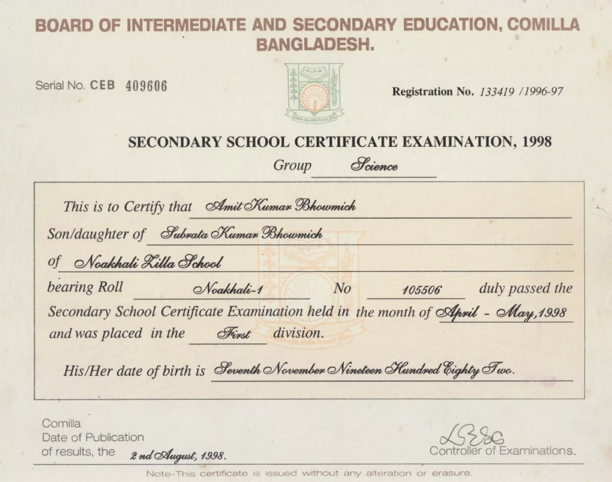Secondary School Certificate | PDF