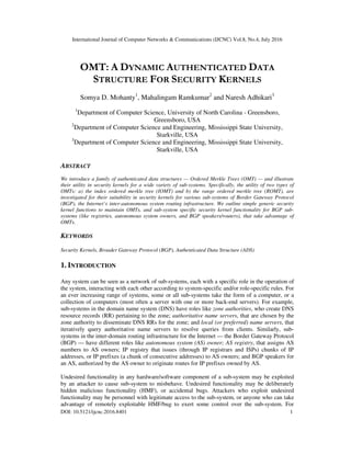 OMT: A DYNAMIC AUTHENTICATED DATA STRUCTURE FOR SECURITY KERNELS | PDF