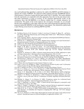 EMAIL SPAM CLASSIFICATION USING HYBRID APPROACH OF RBF NEURAL NETWORK AND PARTICLE SWARM ...