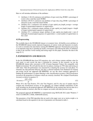 EMAIL SPAM CLASSIFICATION USING HYBRID APPROACH OF RBF NEURAL NETWORK AND PARTICLE SWARM ...