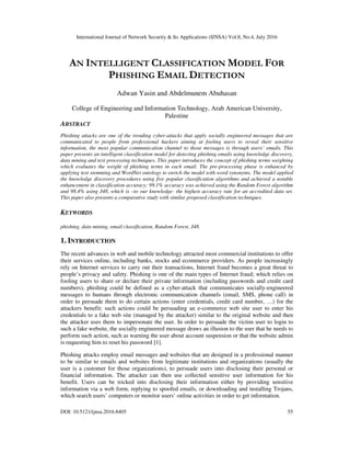 AN INTELLIGENT CLASSIFICATION MODEL FOR PHISHING EMAIL DETECTION | PDF